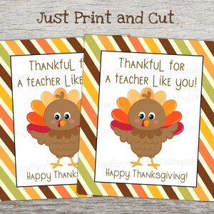 Thankful for Teacher Gift Tag, Thanksgiving Teacher Tag, Teacher ...