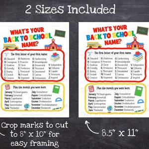 What's Your Back to School Name Game, First Day of School Activity ...