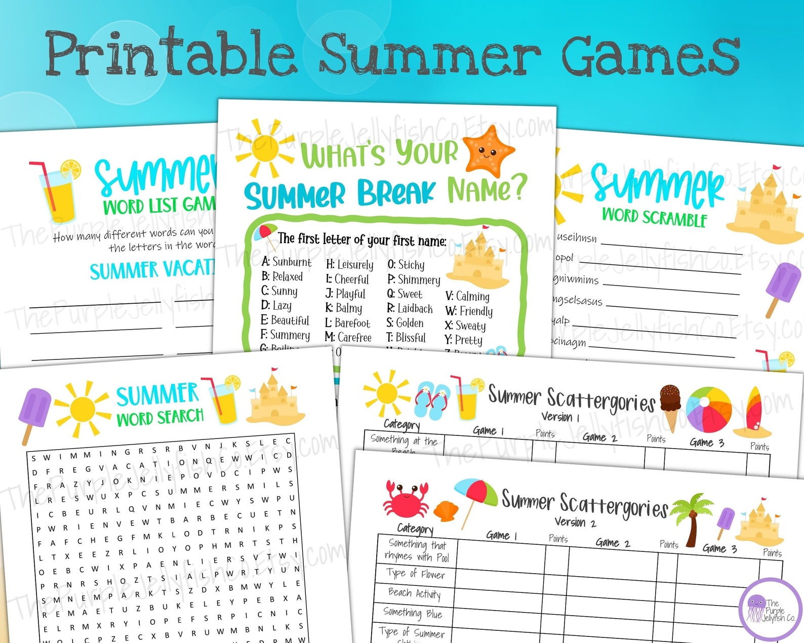 Summer Activities for Kids, Printable Summer Games, Summer Activity ...