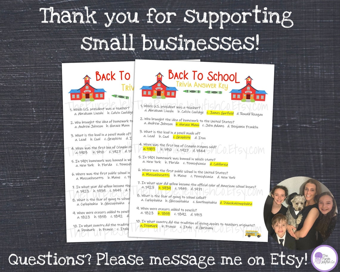 Back to School Trivia Game Printable Beginning of Year Icebreaker ...