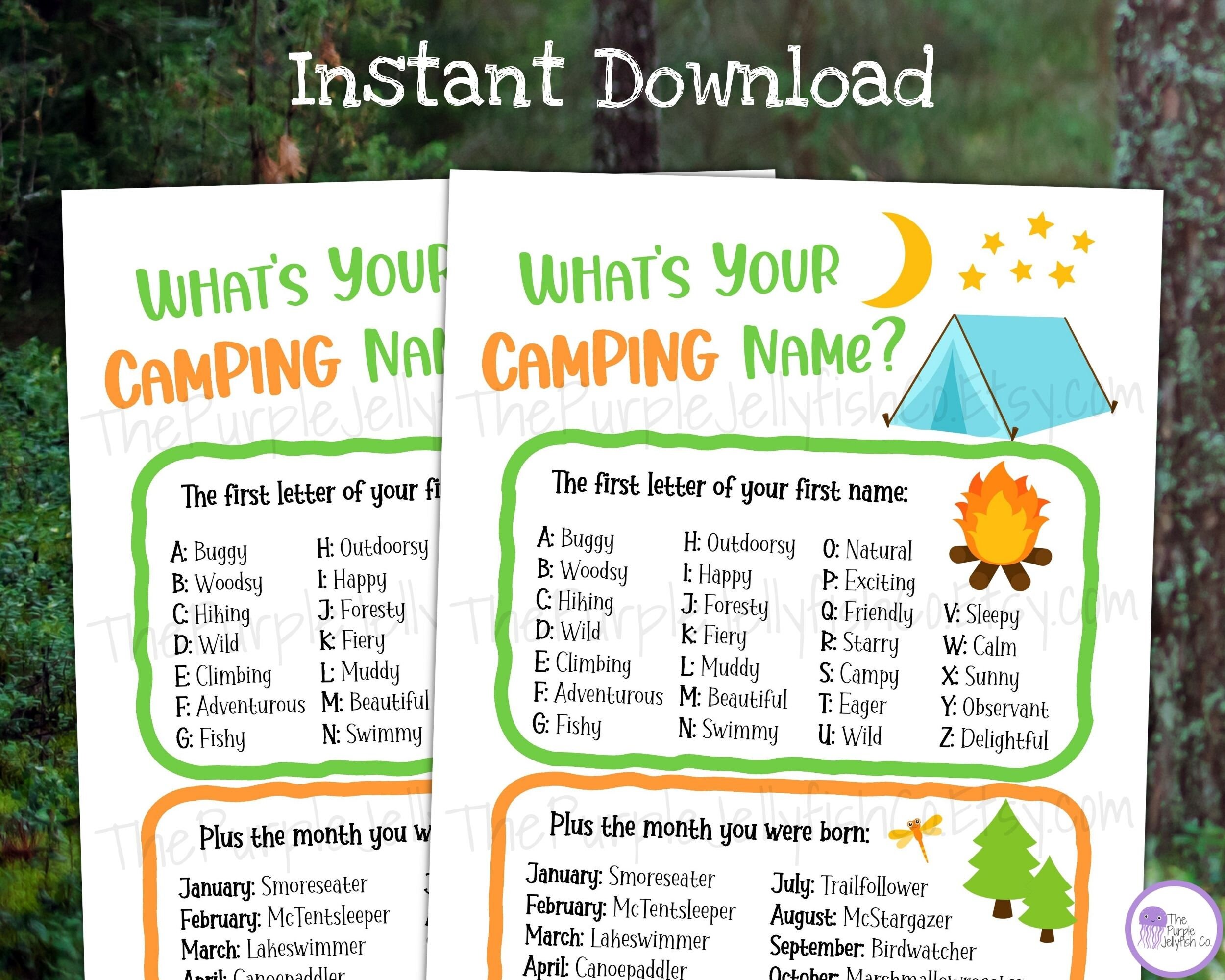 Camping Name Sign & Name Tags, Camping Birthday Party Decor, Summer ...
