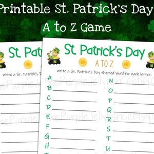 A to Z Game St Patricks Day, Printable St Patricks Day Game for Kids ...