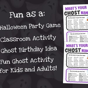 What's Your Ghost Name Game Printable Halloween Activity for Kids, Cute ...