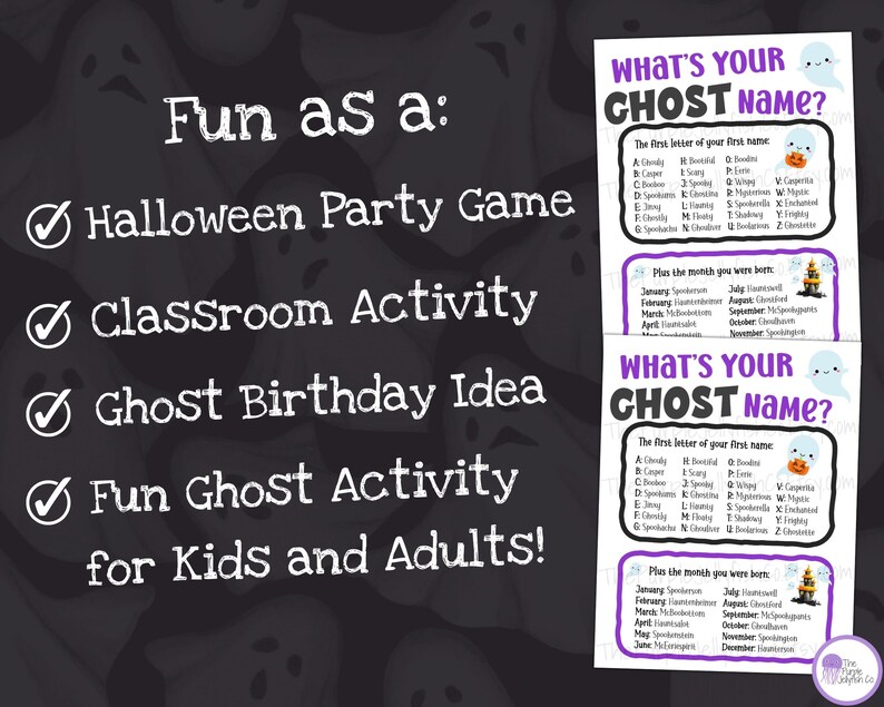 What's Your Ghost Name Game Printable Halloween Activity for Kids, Cute ...