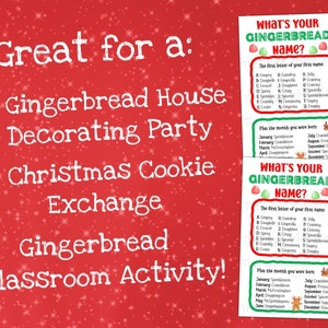 What's Your Gingerbread Name Game, Gingerbread House Decorating Party ...