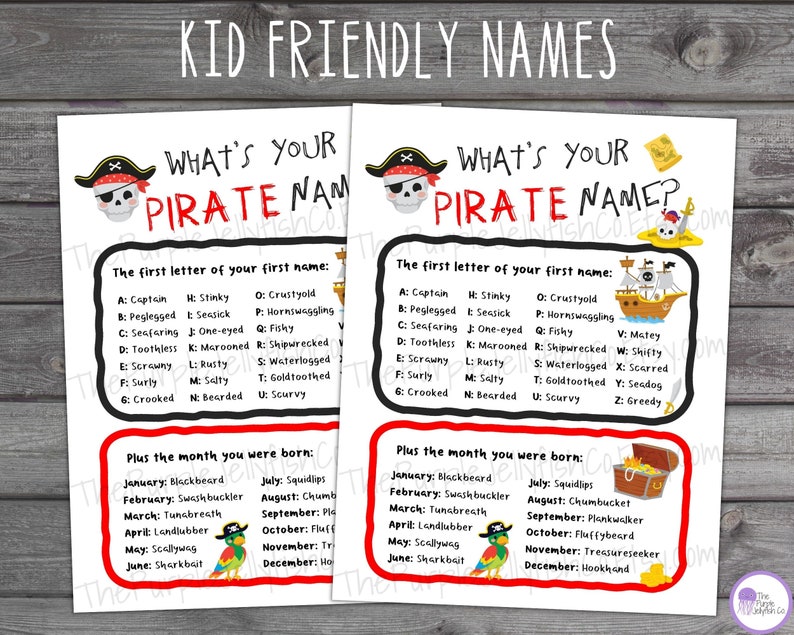 Whats Your Pirate Name Game, Talk Like a Pirate Day Idea, Pirate Party ...