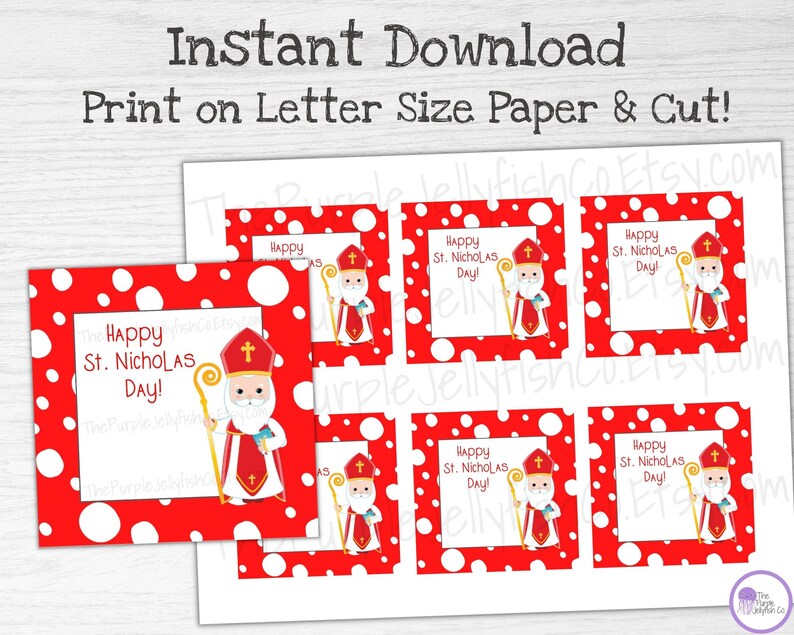 St. Nicholas Day Gift Tags, St Nick's Day Card Printable, Catholic ...