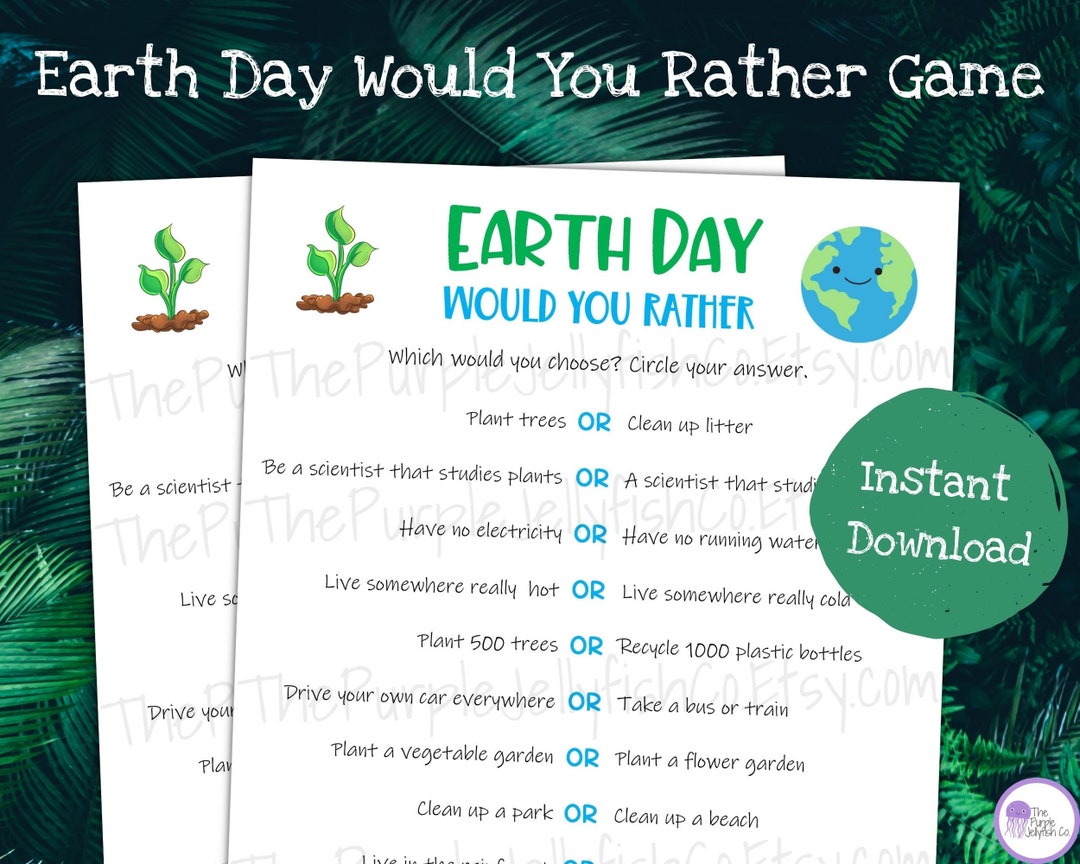 Earth Day Would You Rather Game, This or That Game for Kids, Printable ...