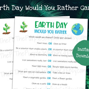 Earth Day Would You Rather Game, This or That Game for Kids, Printable ...