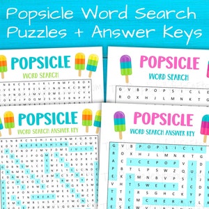 Popsicle Word Search Puzzle, Fun Summer Activity for Kids Teens ...