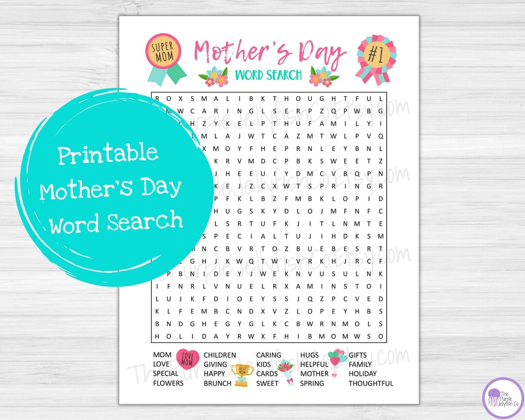 Mother's Day Word Search for Kids and Adults, Mother's Day Game ...