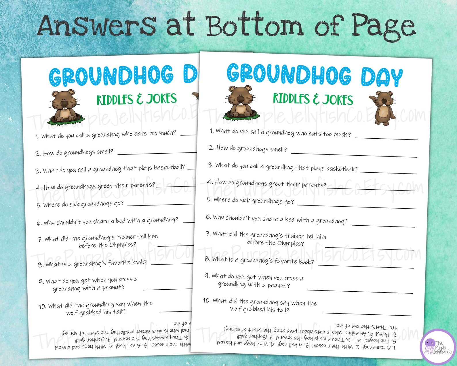 Groundhog Day Jokes, Printable Game for Groundhog Day, Groundhog ...