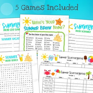 Summer Activities for Kids, Printable Summer Games, Summer Activity ...