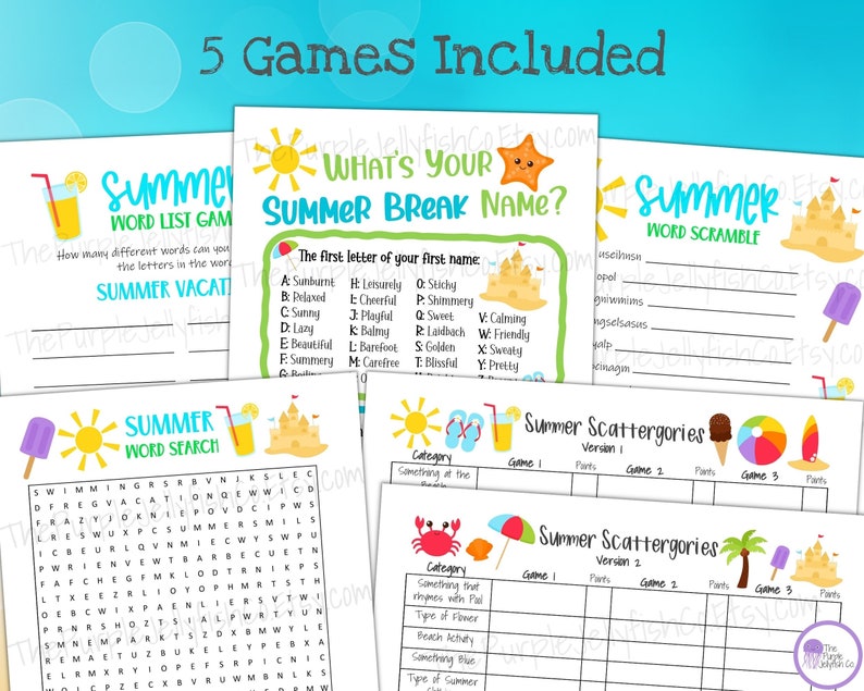 Summer Activities for Kids, Printable Summer Games, Summer Activity ...
