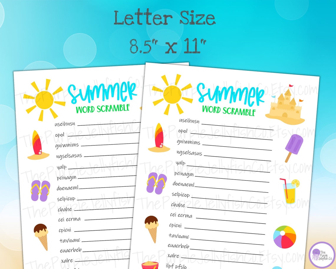 Summer Word Scramble Game, Summer Activity for Kids, Summer Game ...