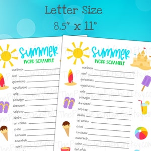 Summer Word Scramble Game, Summer Activity for Kids, Summer Game ...