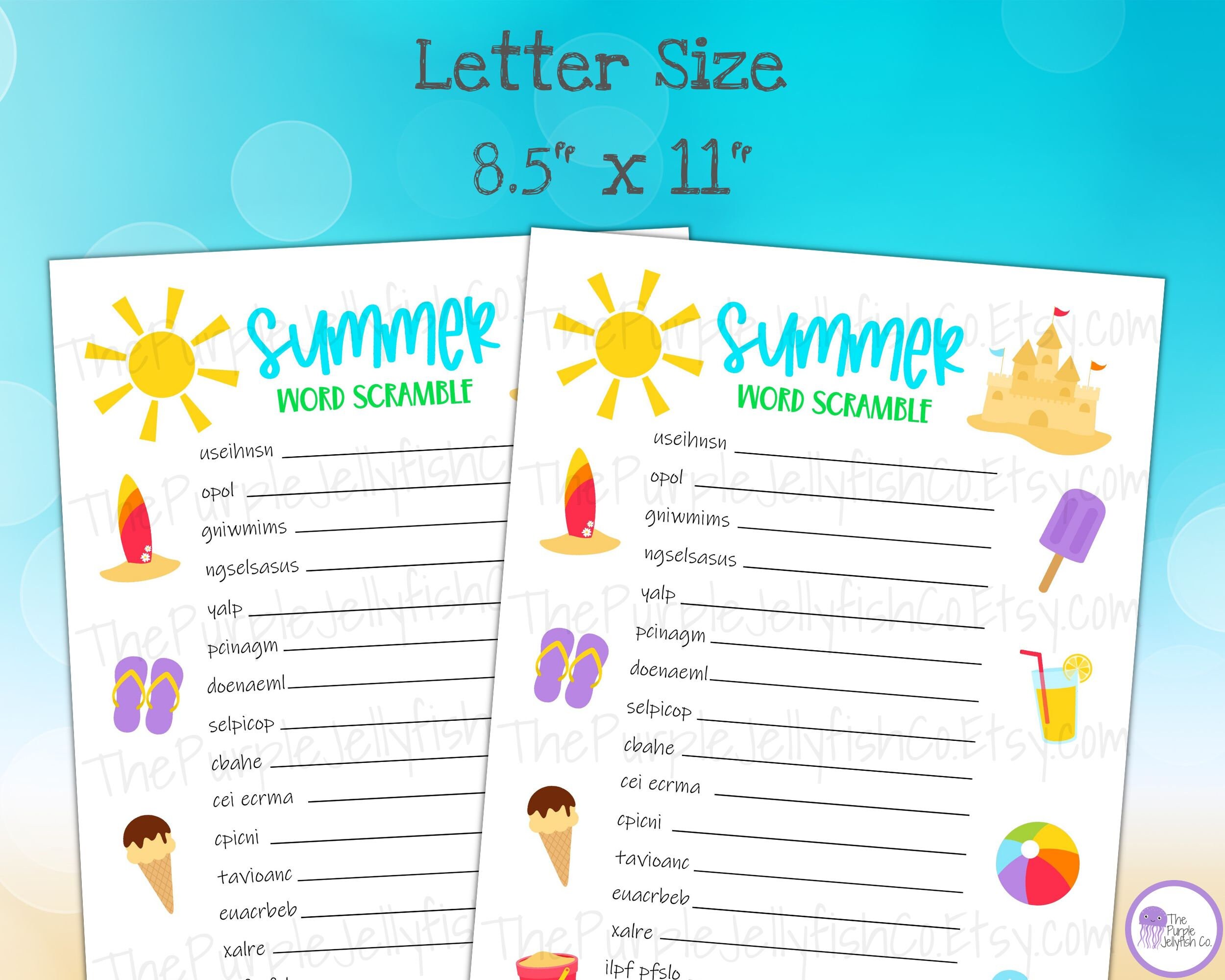 Summer Word Scramble Game, Summer Activity for Kids, Summer Game ...