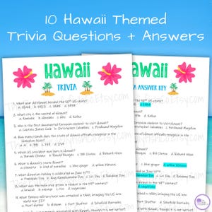 Hawaii Trivia Game Printable Luau Party Idea, Hawaiian Themed Quiz ...