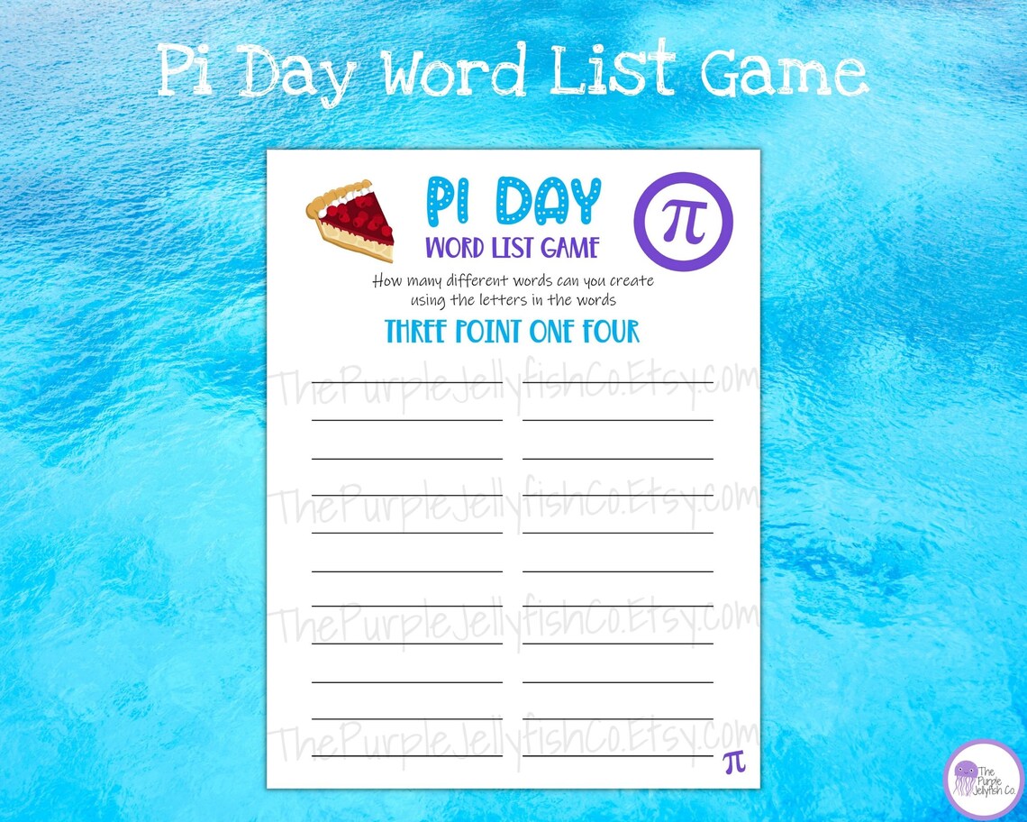 Pi Day Word Games Bundle, Printable Games for Kids, Word Game Printable ...