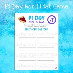 Pi Day Word Games Bundle, Printable Games for Kids, Word Game Printable ...