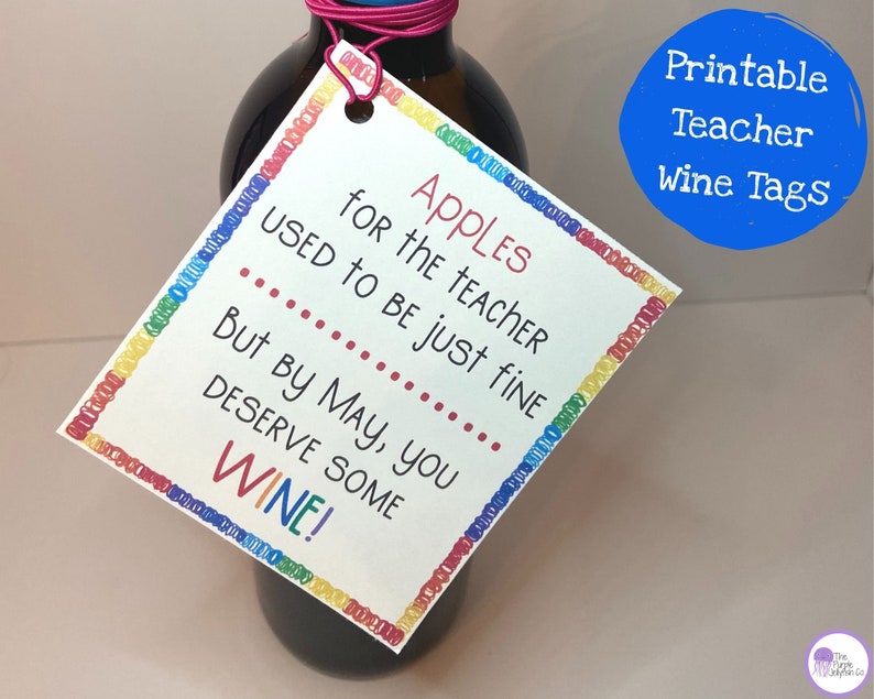 Teacher Wine Tag Teacher Appreciation Week Gift Idea End of - Etsy