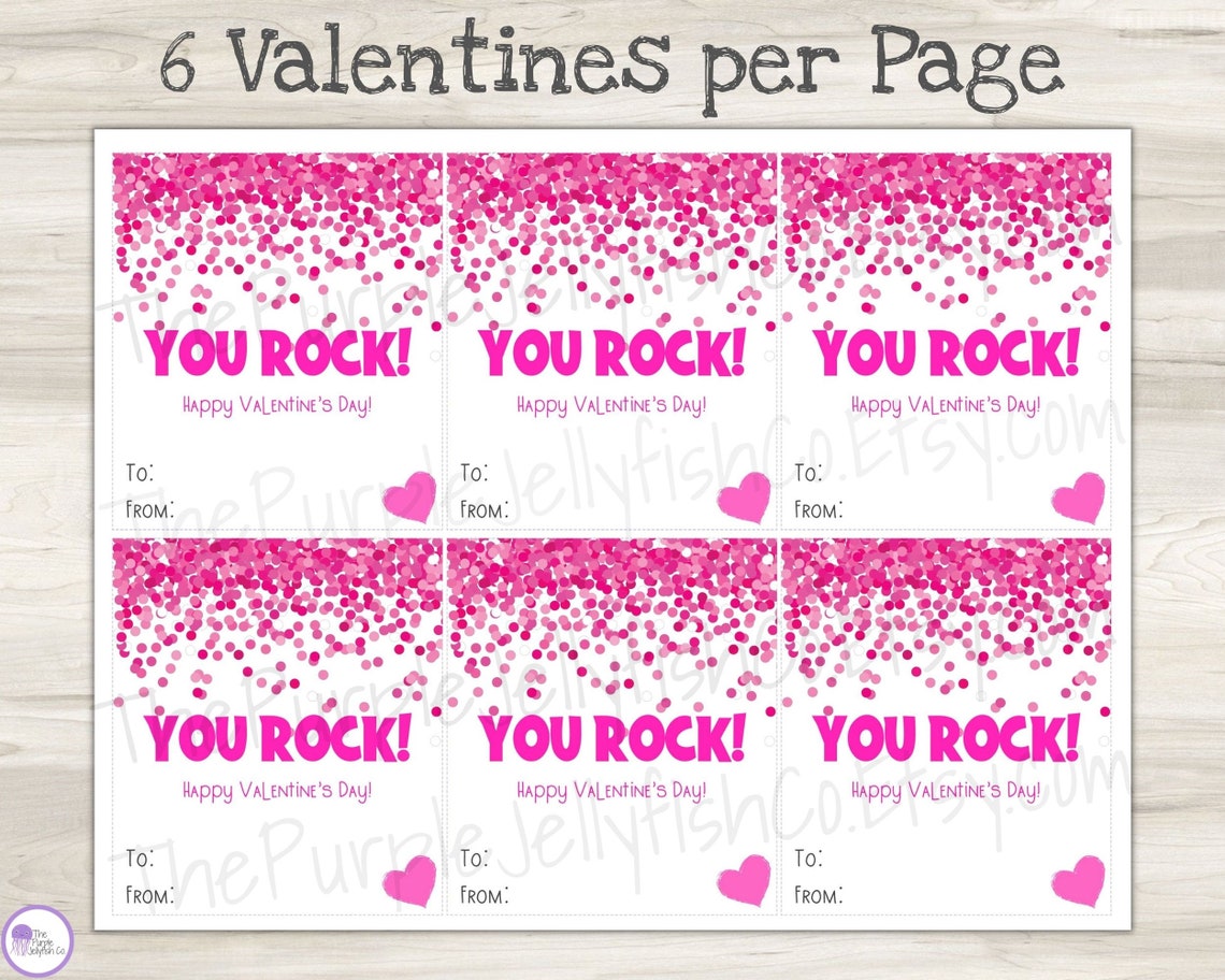 You Rock Valentine Tag Classroom Valentines Printable Pop - Etsy