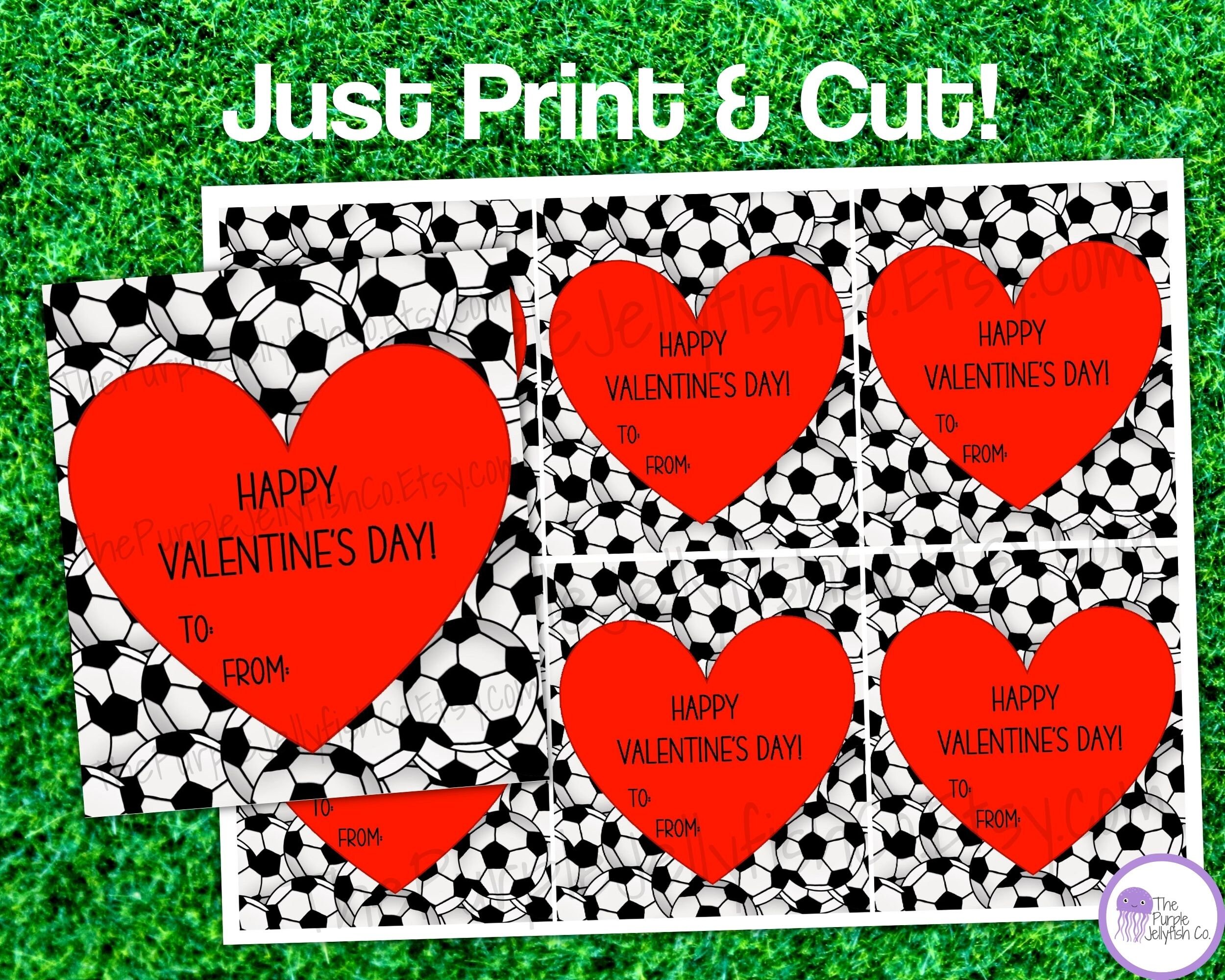 Soccer Valentines Tags, Printable Valentines Cards for Kids, Sports ...