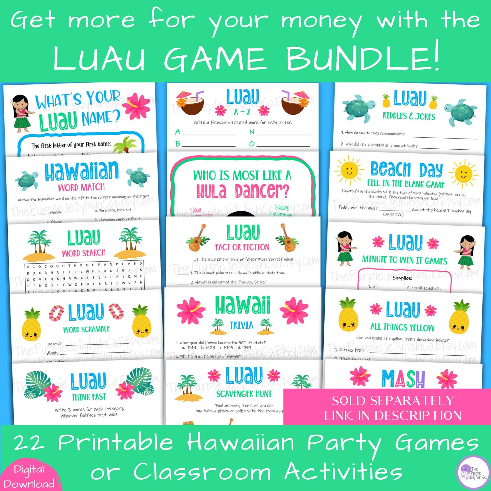 Hawaii Trivia Game Printable Luau Party Idea, Hawaiian Themed Quiz ...