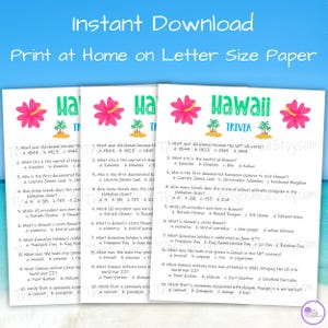 Hawaii Trivia Game Printable Luau Party Idea, Hawaiian Themed Quiz ...