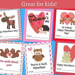 Woodland Animal Valentines Printable, Cute Animal Valentines Day Cards ...