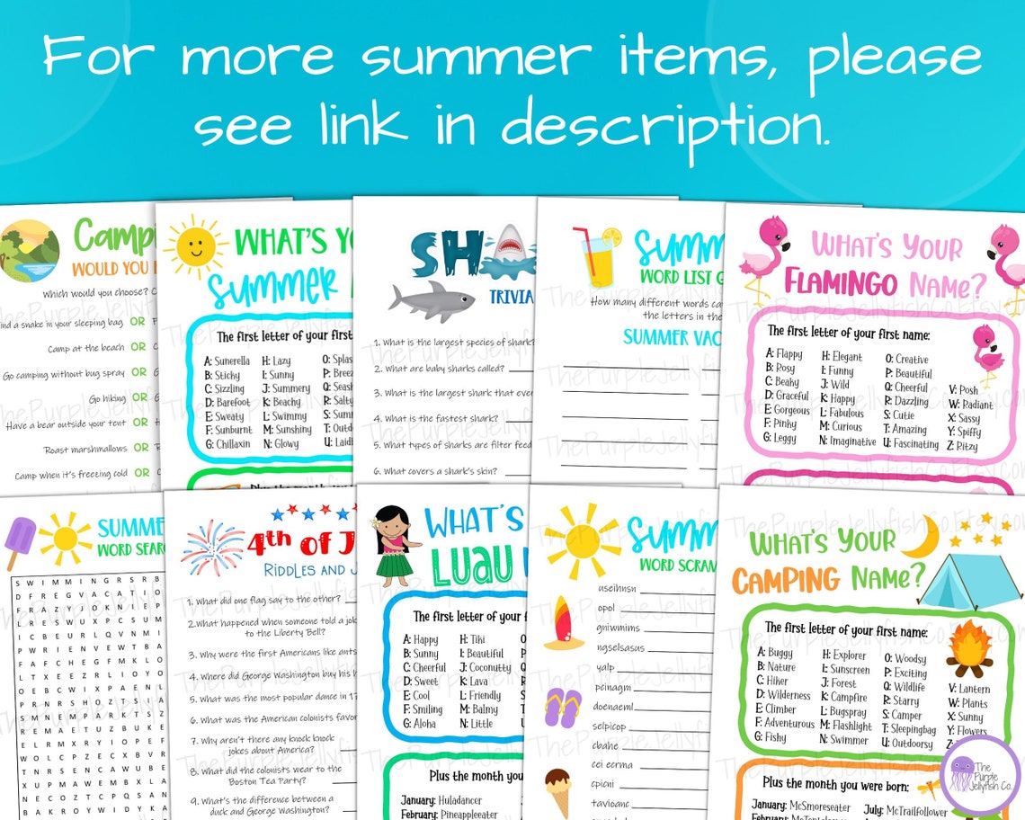 Whats Your Summer Name Game Sign + Name Tags, Printable Summer ...
