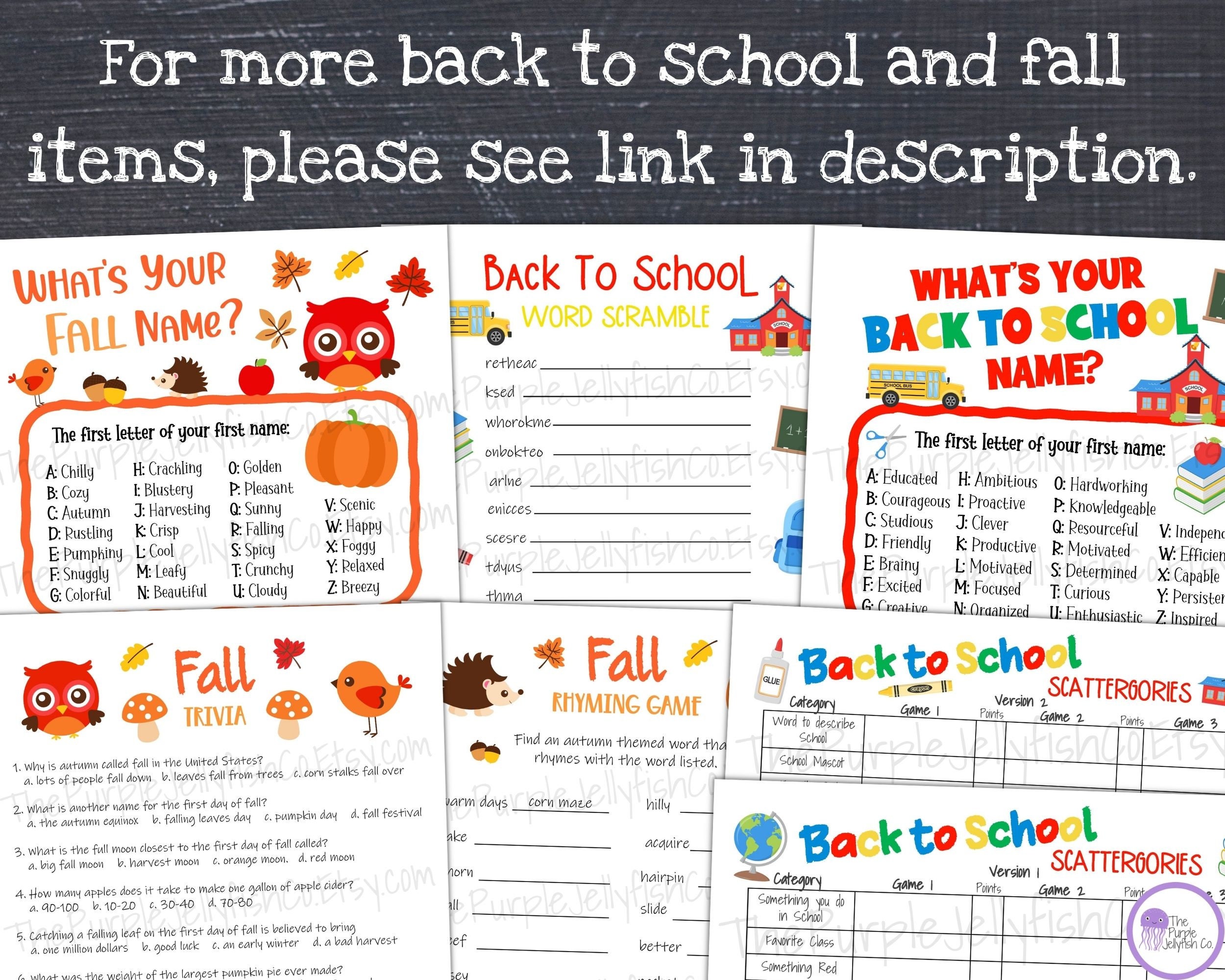 Back to School Trivia Game Printable Beginning of Year Icebreaker ...