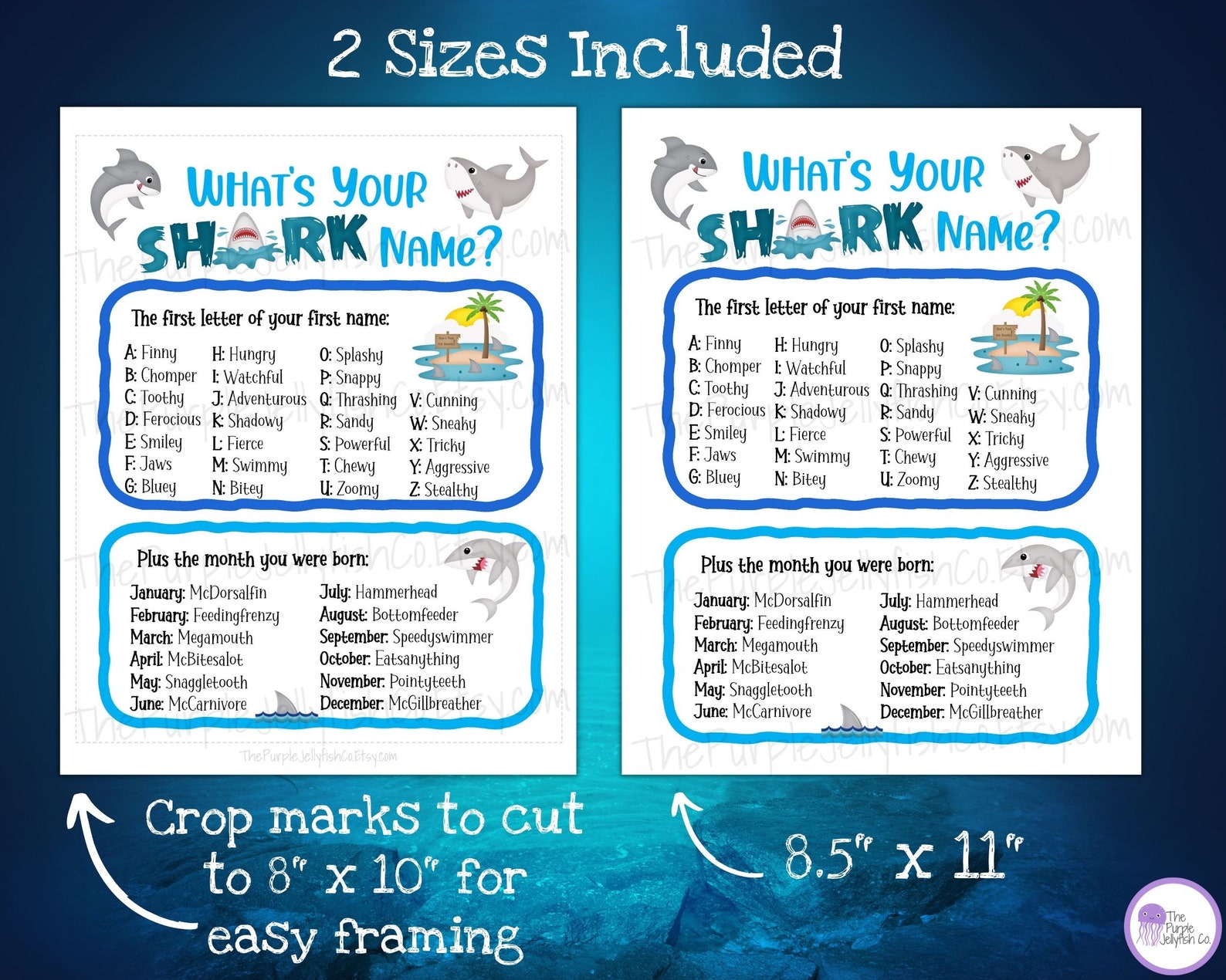 Shark Name Game, Printable Shark Sign, Shark Activity for Kids, Shark ...