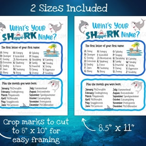 Shark Name Game, Printable Shark Sign, Shark Activity for Kids, Shark ...