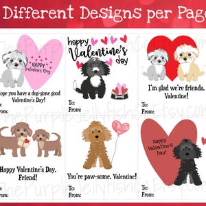 Puppy Valentine Cards Printable Dog Valentine's Day Gift Tag, School ...