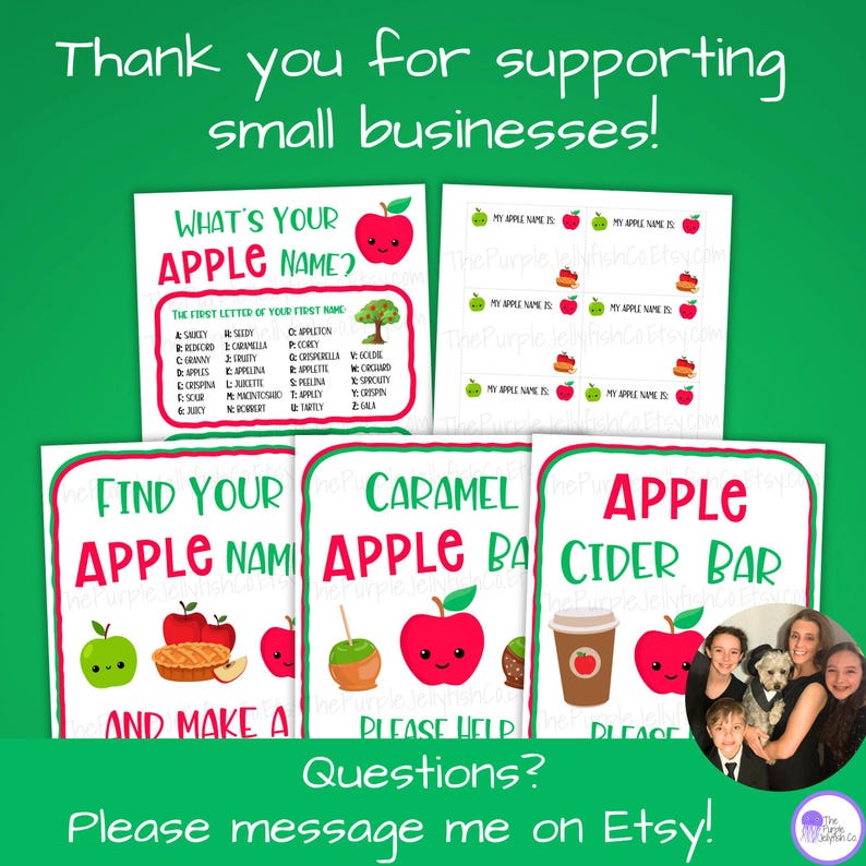 What's Your Apple Name Game Printable, Apple Party Decor, Apple Cider ...