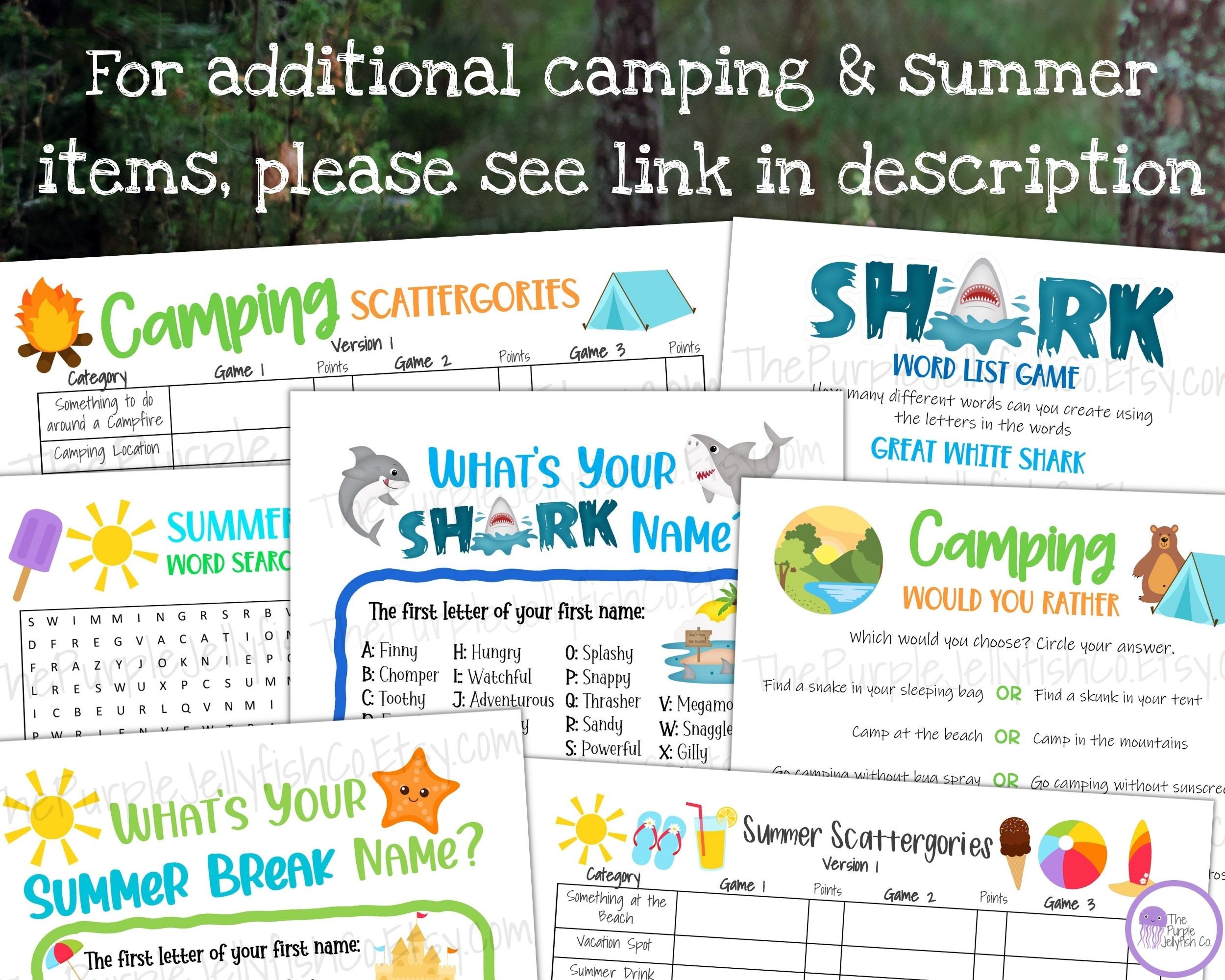 Camping Name Sign & Name Tags, Camping Birthday Party Decor, Summer ...