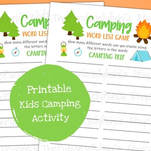 Camping Word List Game Camping Activity for Kids Printable - Etsy