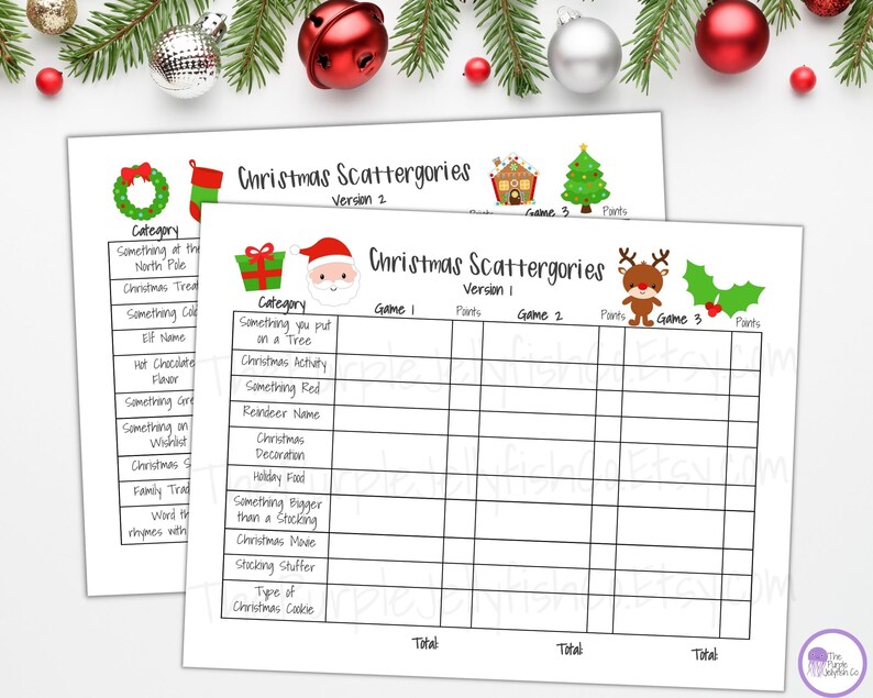 Christmas Scattergories for Kids, Christmas Games Printable for Family ...