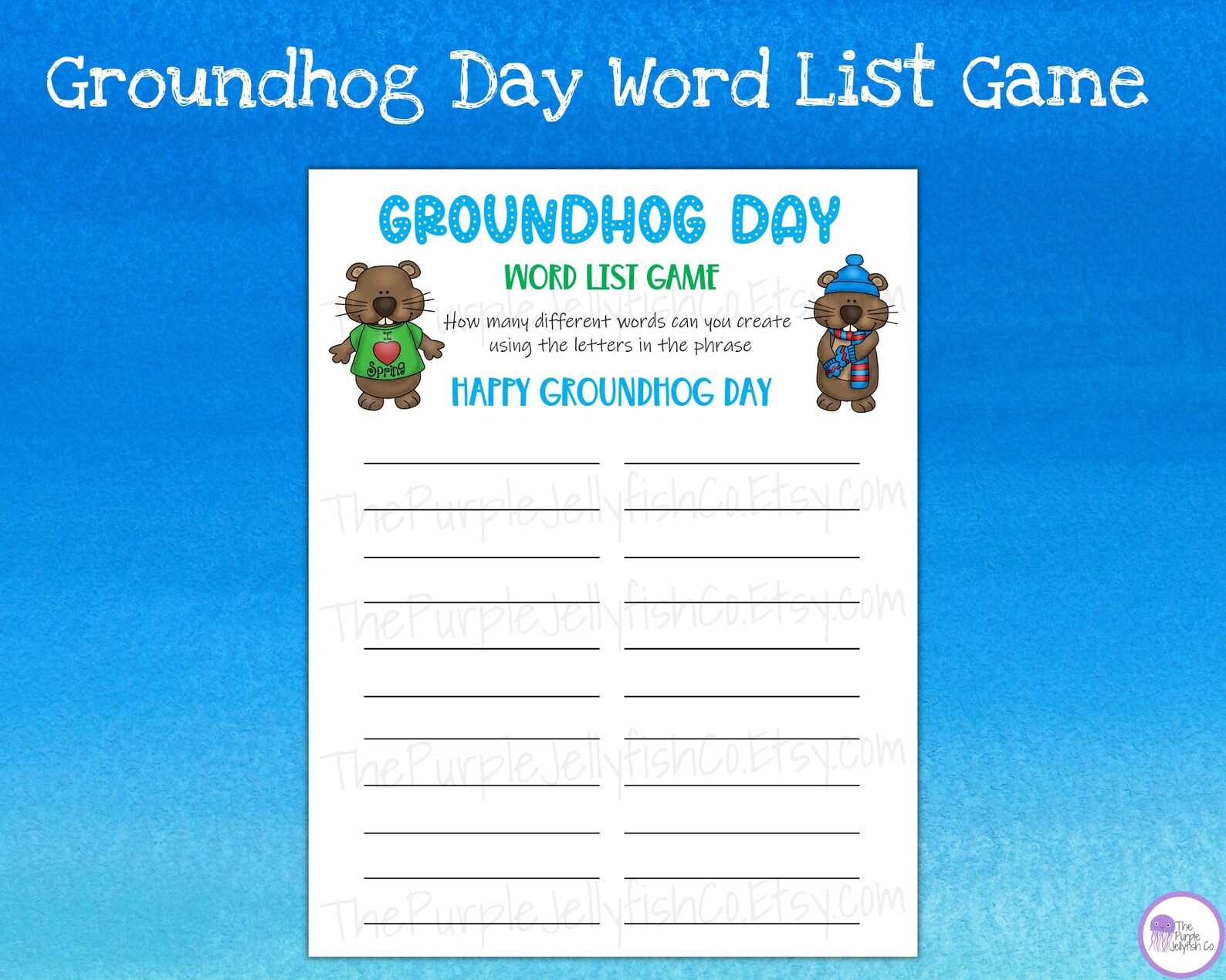 Groundhog Day Game Bundle, Groundhog Activities for Kids Printable ...
