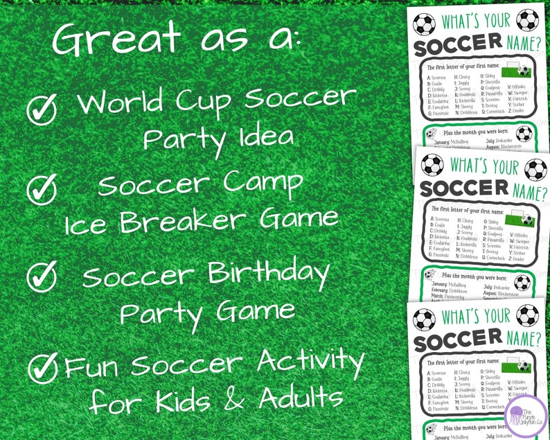 Soccer Name Game Sign + Name Tags, Soccer Activity for Kids Printable ...