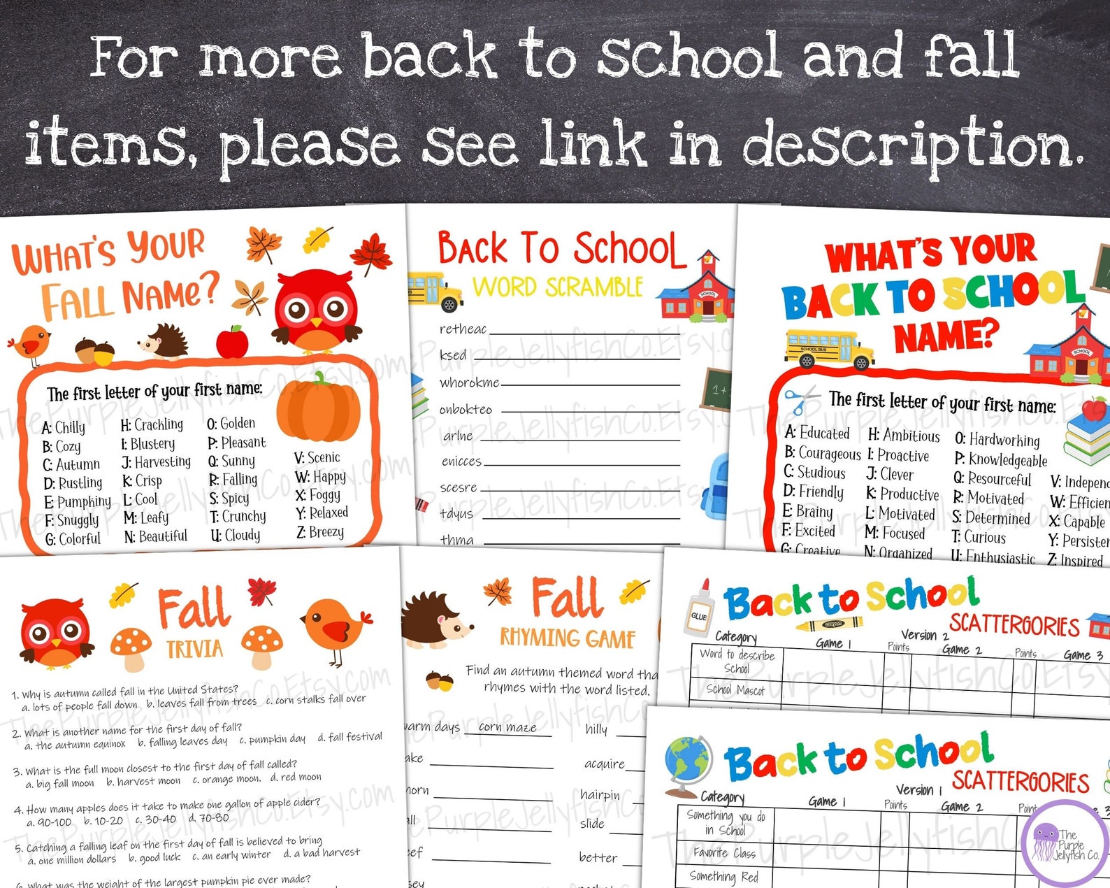 Back to School Scattergories Game Printable Kids First Day of School ...