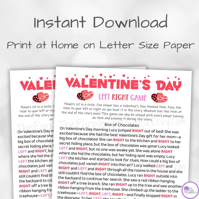 Valentines Left Right Game for Kids, Valentine's Day Party Gift ...