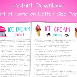 Ice Cream Trivia Game, Printable Summer Activity for Kids & Adults, Fun ...