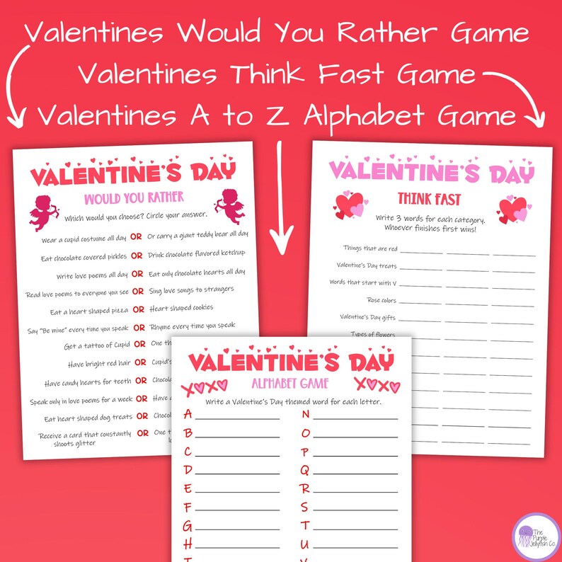 Valentine's Day Games Printable, Valentines Activities for Kids & Teens ...