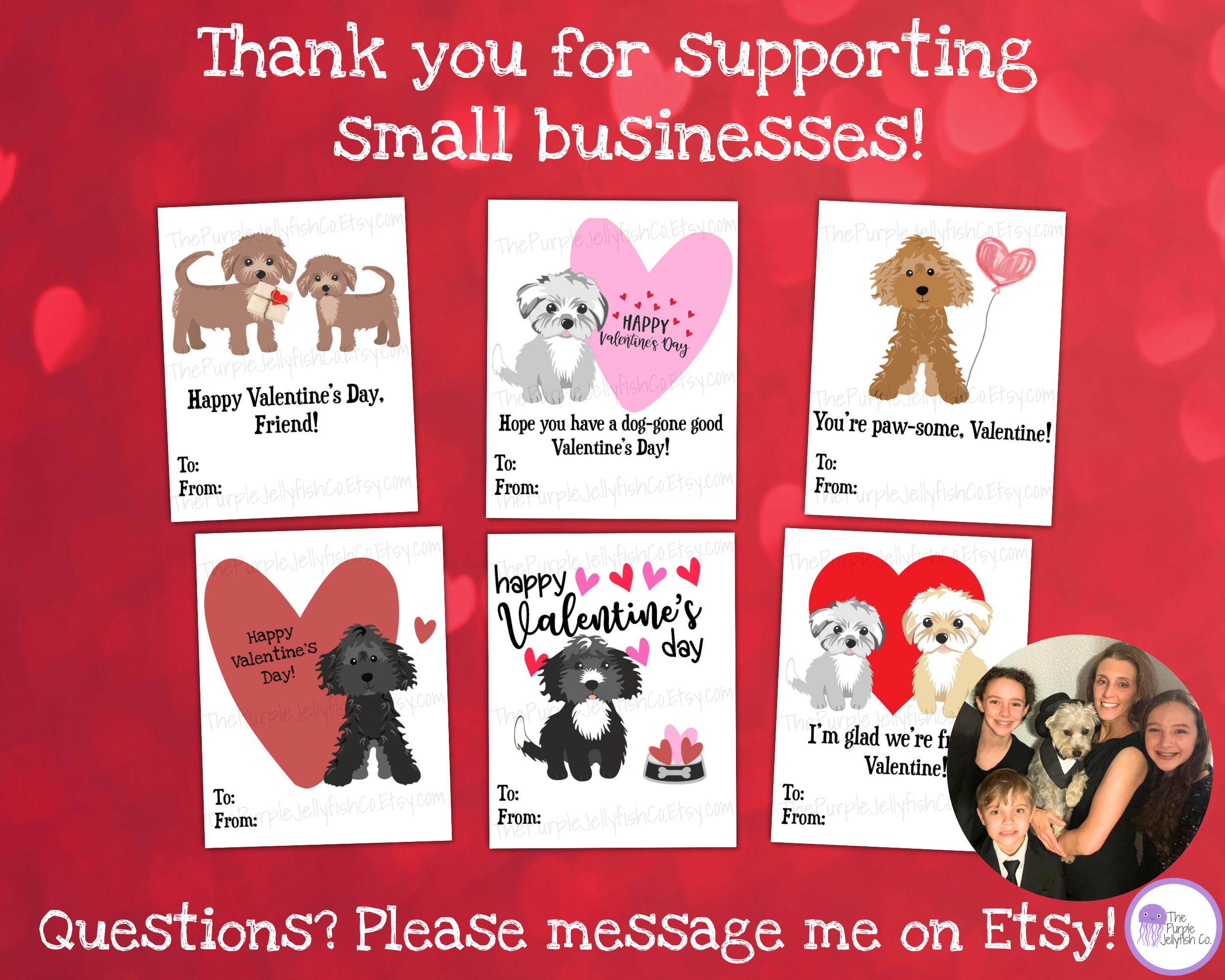 Puppy Valentine Cards Printable Dog Valentine's Day Gift Tag, School ...