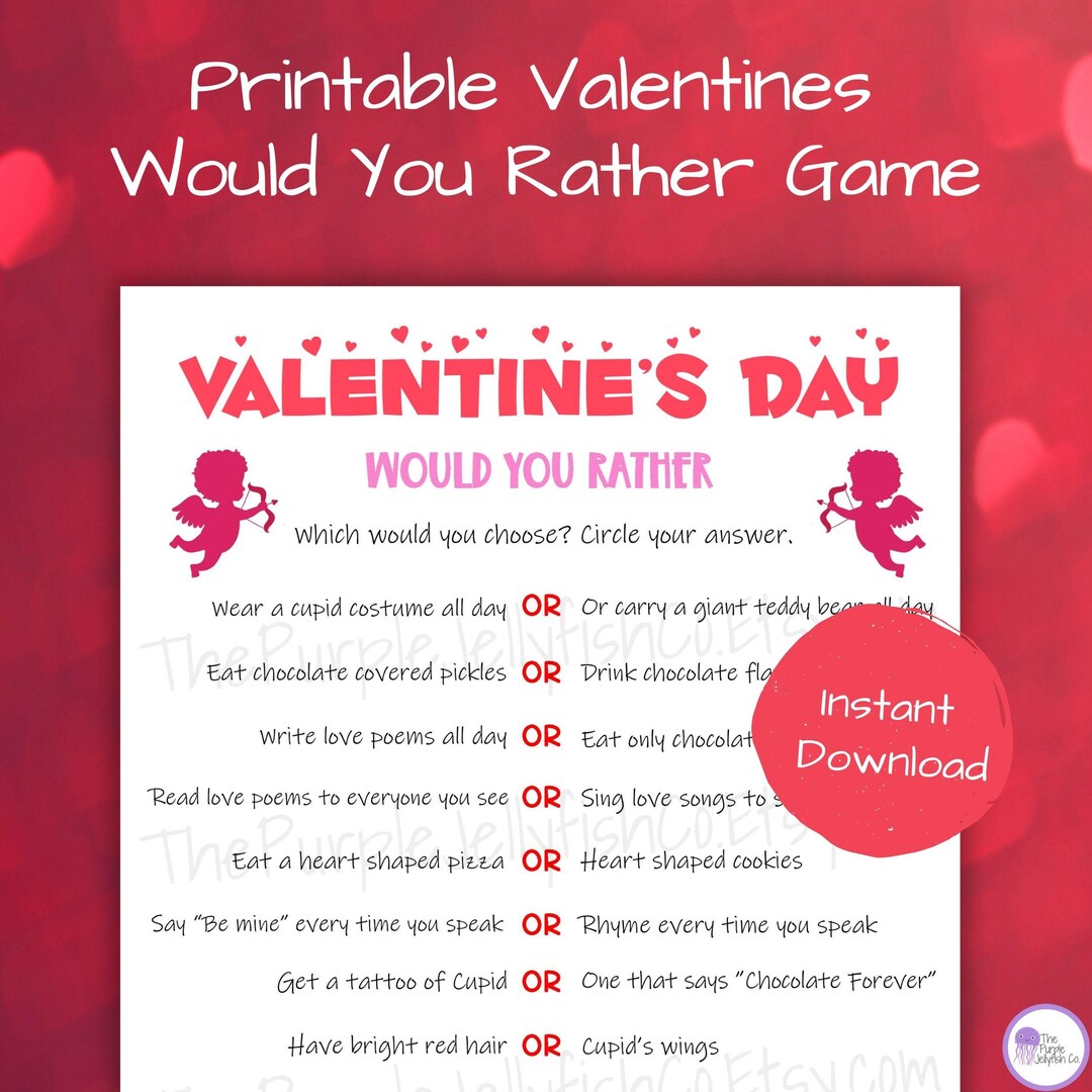Would You Rather Valentine's Day Game, Printable Valentines Activity ...