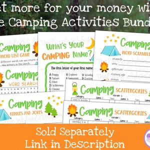 Camping Scattergories Game Printable, Summer Camp Game for Kids Camping ...