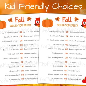 Fall Would You Rather Game Printable Fall Party Idea, Autumn This or ...