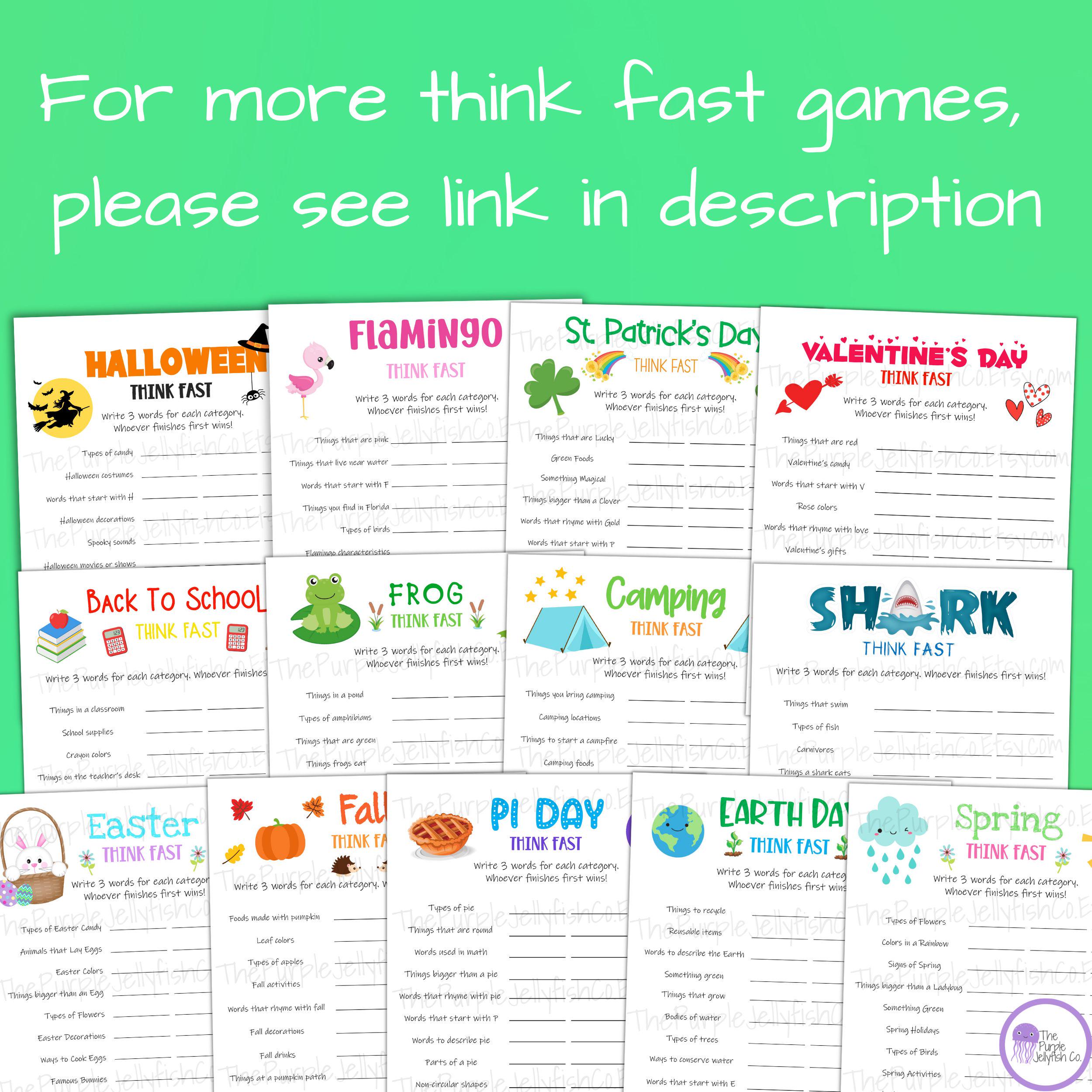 Popsicle Think Fast Game, Fun Summer Party Game Printable, Popsicle ...